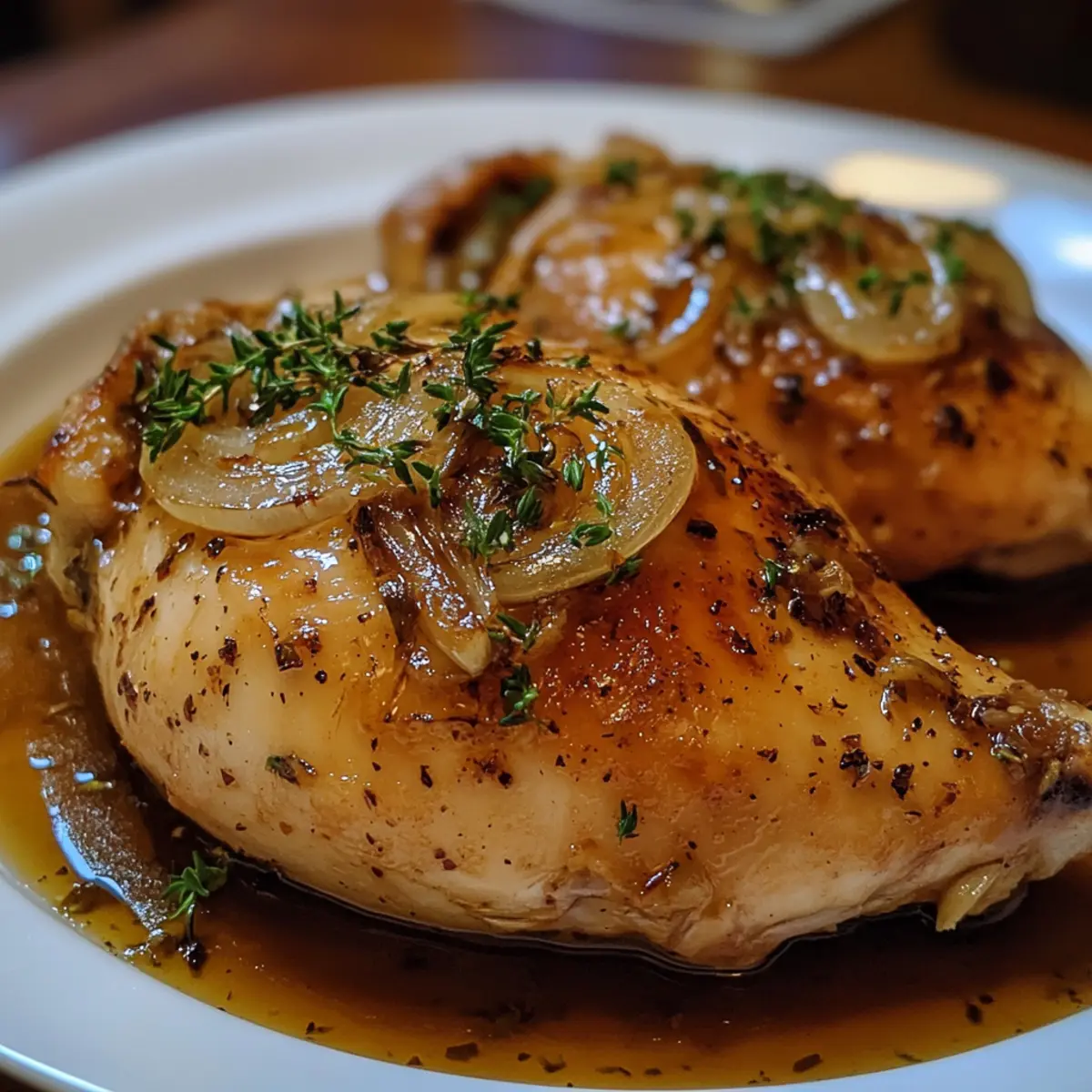 Irresistible Delicious Juicy Pan-Roasted Chicken with Onion Jus